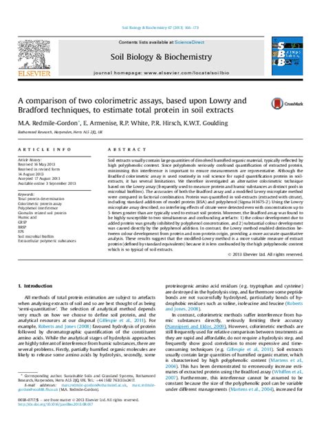 Pdf A Comparison Of Two Colorimetric Assays Based Upon Lowry And Bradford Techniques To