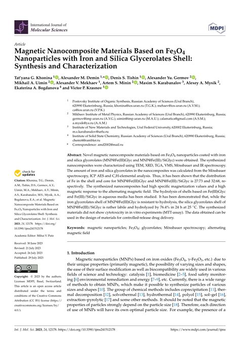 Pdf Magnetic Nanocomposite Materials Based On Fe3o4 Nanoparticles With Iron And Silica