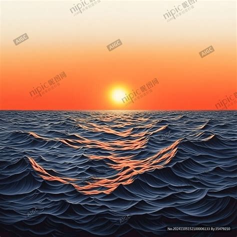 Ai创作图海上落日插画 海水朝日图 红日海水 海洋海洋日出装饰画 太阳落山海平面海洋 插画海平面 国画日出沧海 日出波光海面 海面立体画 鼠绘