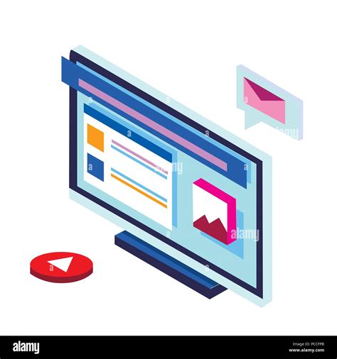Icons And Web Development Computer Isometric Vector Stock Vector