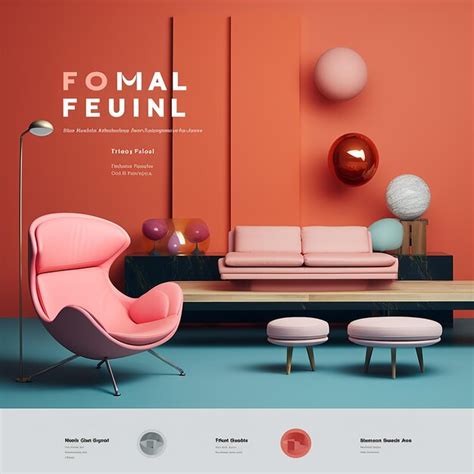 Premium Photo A Poster For A Formal Function With A Pink Chair In Front Of A Red Wall