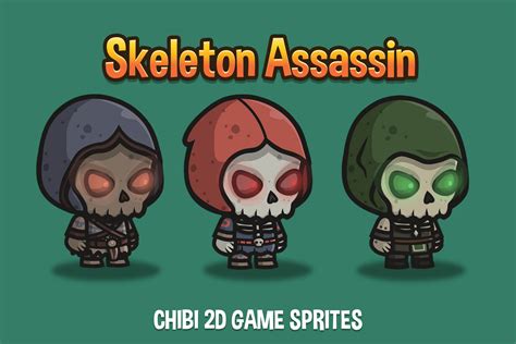 Chibi Skeleton Assassin Character Sprites CraftPix Net