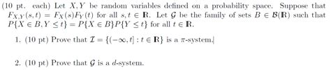 Solved 10 Pt Each Let X Y Be Random Variables Defined On Chegg Com