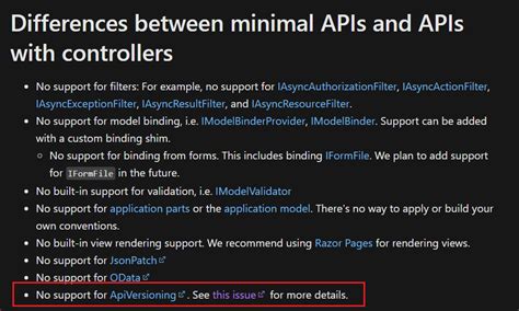 Minimal Api Versioning Support Available · Issue 27105 · Dotnetaspnetcoredocs · Github