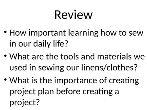 Epp 6 Project Plan For Sewing Linenspptx