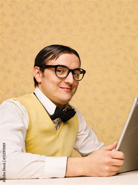 Young Nerd Sitting At The Computer Stock Foto Adobe Stock