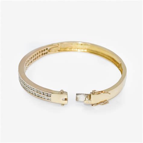 14k Yellow Gold Diamond Bangle Bracelet 250tdw 348g For Sale At 1stdibs
