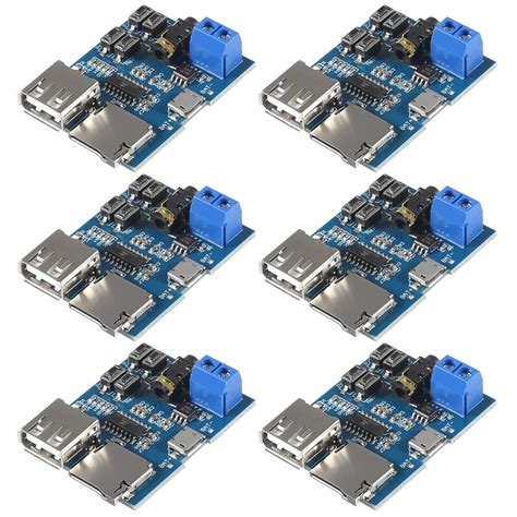 6pcs Tf Card U Disk Play Mp3 Decoder Player Module With Audio Amplifier
