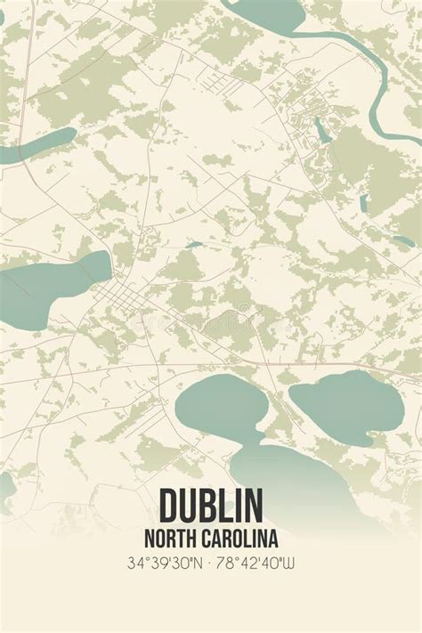 Retro Us Map Of Dublin North Carolina Vintage Street Map Stock