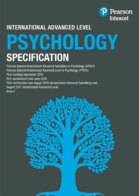 Psychology Specification International Advanced Level Psychology Specification Pearson Edexcel