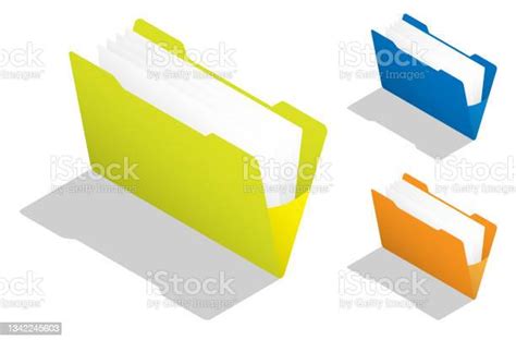 문서와 함께 노란색 폴더를 엽니다 빈 채워져 있습니다 폴더에서 용지 시트를 제거합니다 흰색 배경에서 격리된 사실적인 3d 벡터