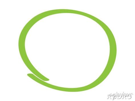 Green Circle Pen Draw Highlight Hand Drawn Circle Isolated On • Wall