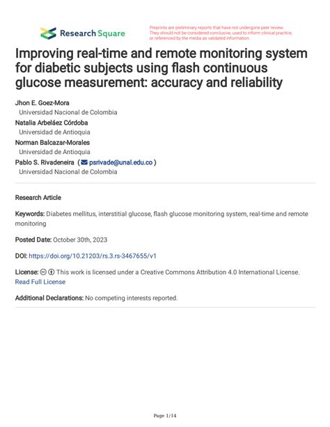 Pdf Improving Real Time And Remote Monitoring System For Diabetic Subjects Using Flash