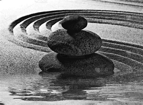 禅宗 水平画幅 沙子 无人 黑白图片 意大利 石材 摄影 构图