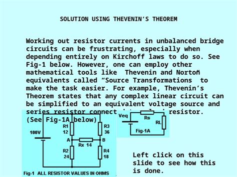 Ppt Solution Using Thevenins Theorem Working Out Resistor Currents