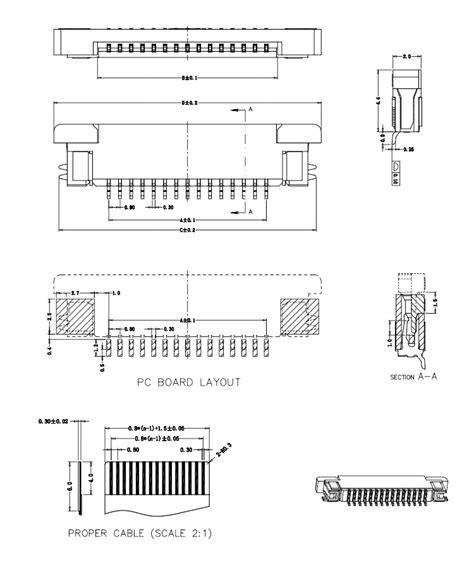 MM Pitch FPC Connector H MM Top Contact FFC FPC Connector