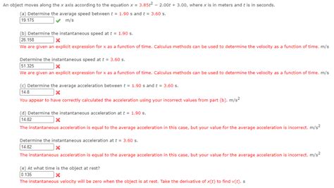 Solved Object Moves Along The X Axis According To The