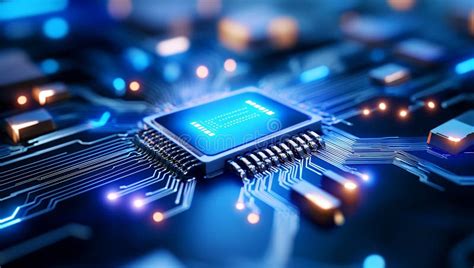 High Tech Close Up Of A Central Processing Unit On A Glowing Circuit Board Showcasing Advanced
