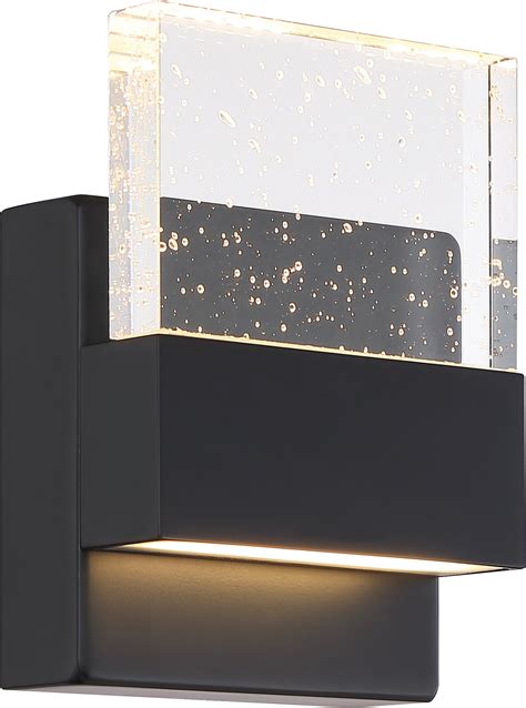 Nuvo Ellusion 15w Led Small Wall Sconce W Seeded Glass In Matte Black