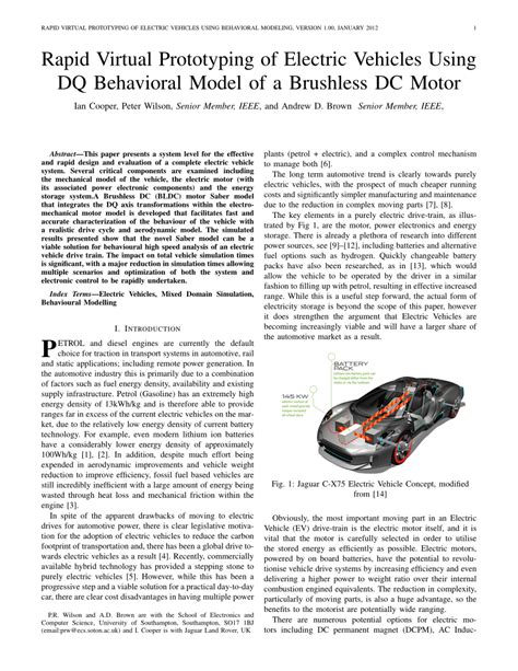 Pdf Rapid Virtual Prototyping Of Electric Vehicles Using Dq Behavioral Model Of A Brushless Dc