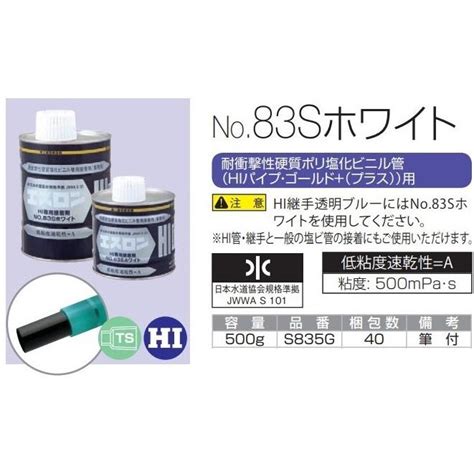 セキスイ 積水化学工業 エスロン Hi専用接着剤 No83s ホワイト 500g S835g 今戸屋建材ヤフー店 通販