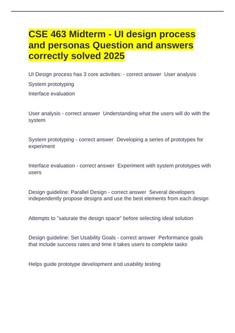 Cse 463 Midterm Ui Design Process And Personas Question And Answers