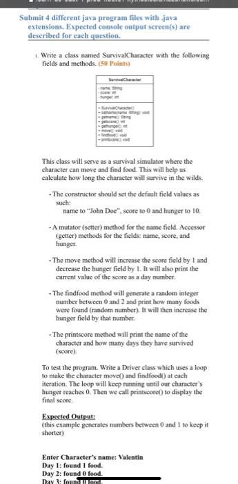 Solved Submit 4 Different Java Program Files With Java