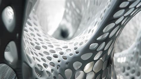 A Detailed Shot Of A Futuristiclooking Structure With A Glossy Surface And Symmetrical Patterns