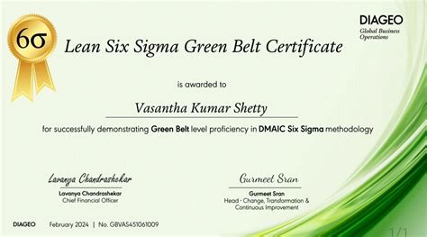 Finally My 6 Months Effort Made Me A Six Sigma Green Belt Certified