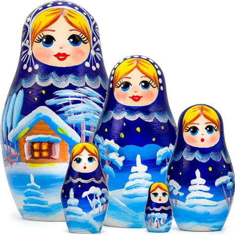 Aevvv Russian Nativity Nesting Dolls Set 5 Pcs Christmas Nesting Dolls Best Xmas