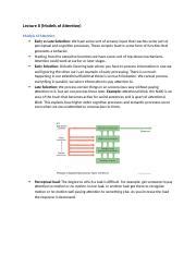 Psyb51 Lecture 8 Docx Lecture 8 Models Of Attention Models Of