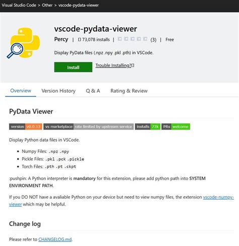 展示后缀名npz Npy Pkl Pthpydata文件的vscode插件vscode Pydata Viewer安装配置方法 知乎
