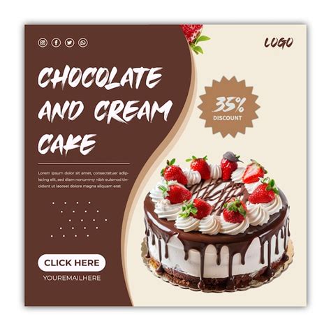 Delicious Cake Menu Design For Social Media Premium Ai Generated Vector