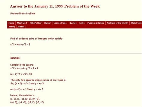 ordered pairs problem worksheet for 9th 11th grade lesson planet
