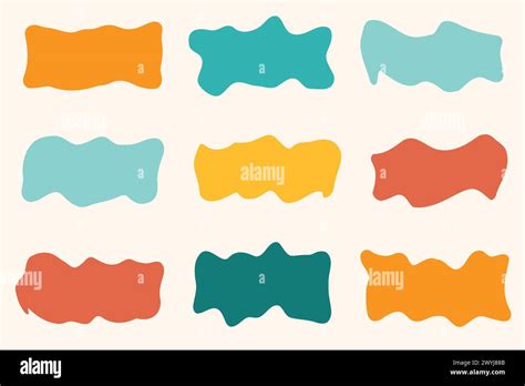 Abstract Liquid Shapes Organic Flat Blobs Irregular Fluid Bubbles Random Wavy Spots And Curvy