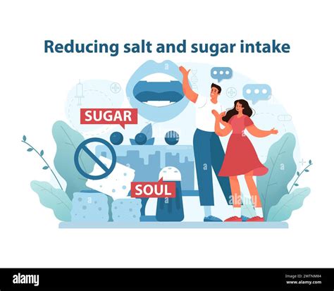 Salt And Sugar Reduction Concept Dynamic Illustration Focusing On The