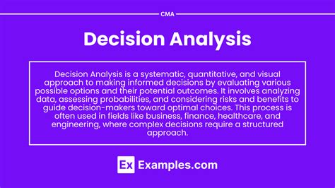 Decision Analysis Notes And Practice Questions Cma Examples