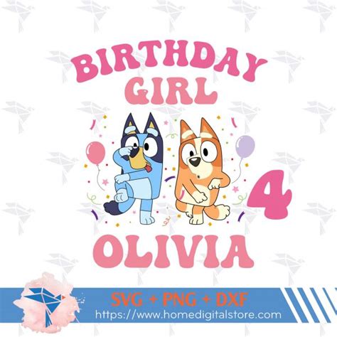 Bluey And Bingo Birthday Svg Png Dxf