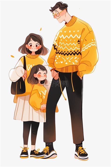 简笔画手绘元素一家人卡通素材图片免费下载 千库网