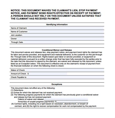 free 14 sample conditional release forms in pdf ms word