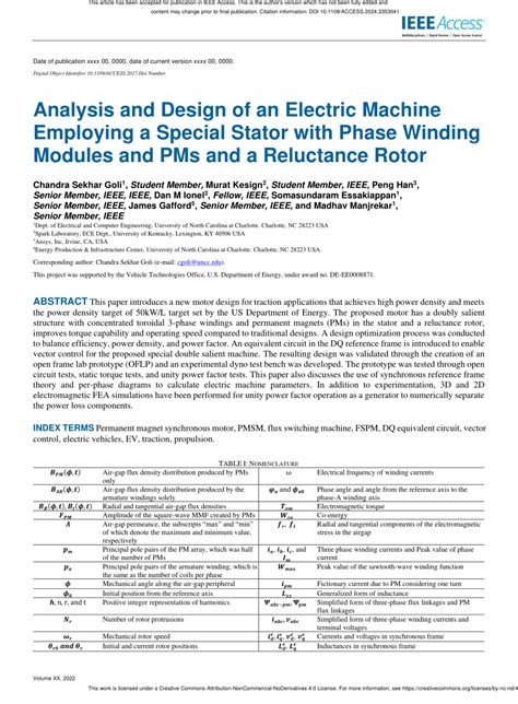 Pdf Analysis And Design Of An Electric Machine Employing A Special