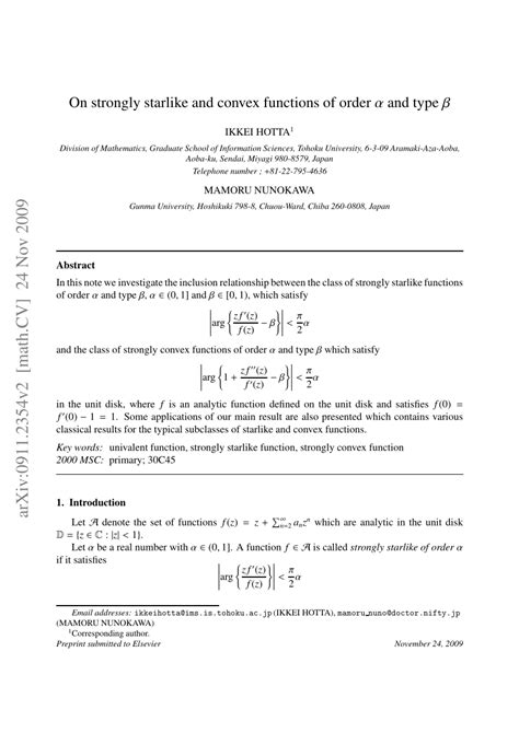 Pdf On Strongly Starlike And Convex Functions Of Order α And Type β