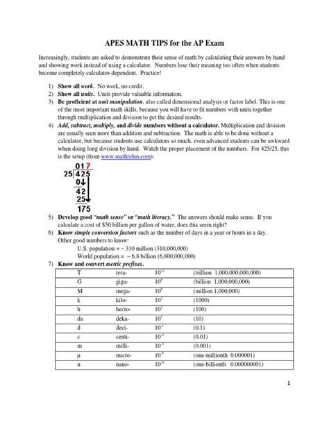 Apes Math Tips Pdf Multiplication Ph
