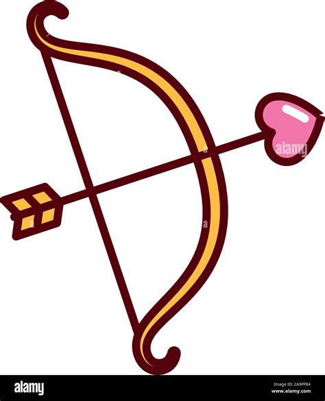Cupid Bow And Arrow Romantic Passion Love Flat Line Vector Illustration
