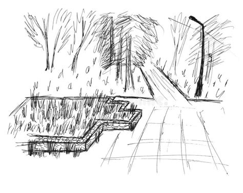 Эскиз парка иллюстрация штока иллюстрации насчитывающей завод 55943874