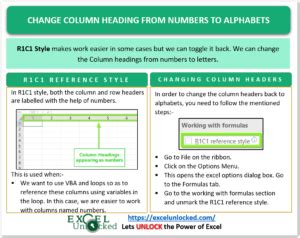 Column Headings From Numbers To Letters Excel Unlocked