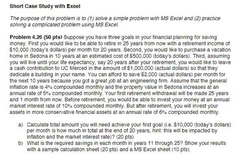 Solved Short Case Study With Excel The Purpose Of This Chegg Com