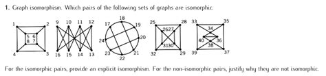 Solved 1 Graph Isomorphism Which Pairs Of The Following