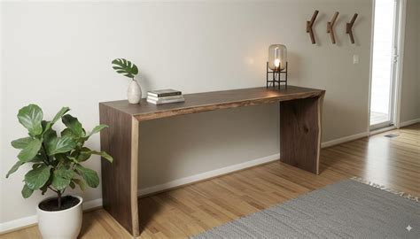 Walnut Live Edge Waterfall Console Table Custom Sizes Etsy