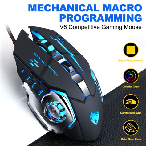 T Wolf V6 Gaming Mouse Dpi Adjustable Led Rgb Wired Usb Mouse Darazlk